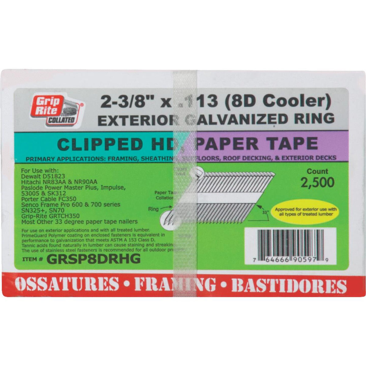 Grip-Rite 30 Degree Paper Tape Hot-Dipped Galvanized Ring Shank Clipped ...
